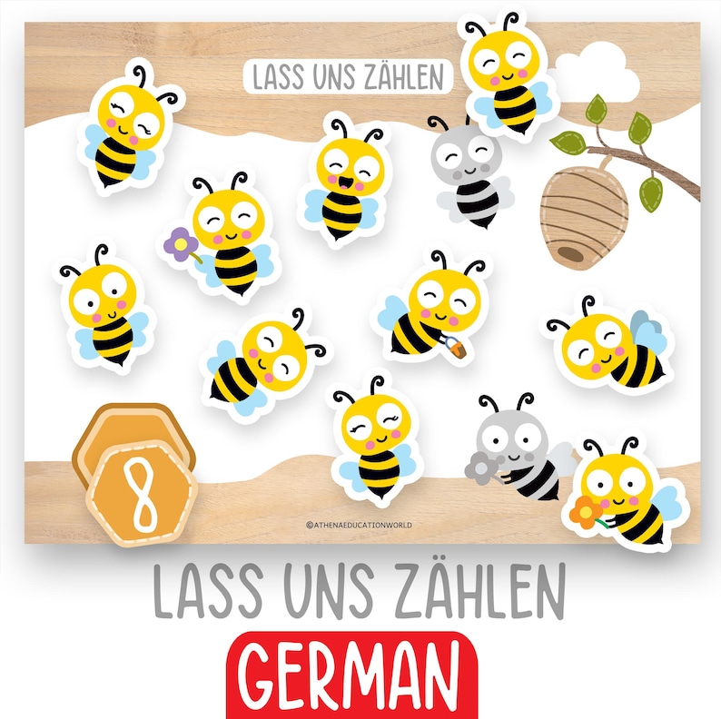 German Montessori Counting Worksheet, Number Activity, Homeschool Math ...