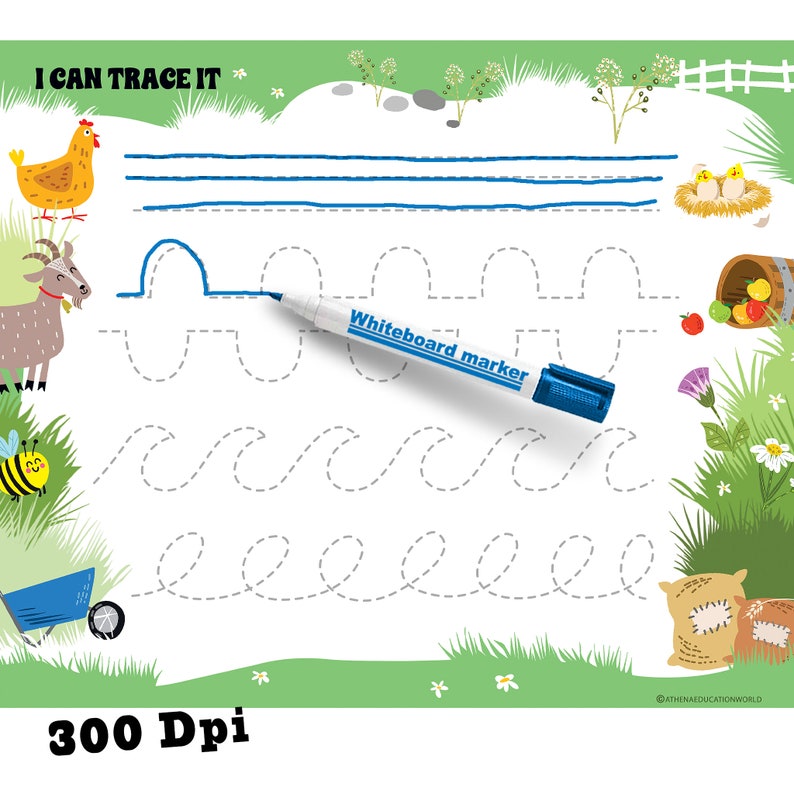 Pre Handwriting Line Tracing Worksheetspreschool Printable - Etsy