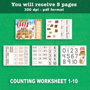 Montessori Counting Worksheet, Number Tracing Activity, Homeschool Math ...