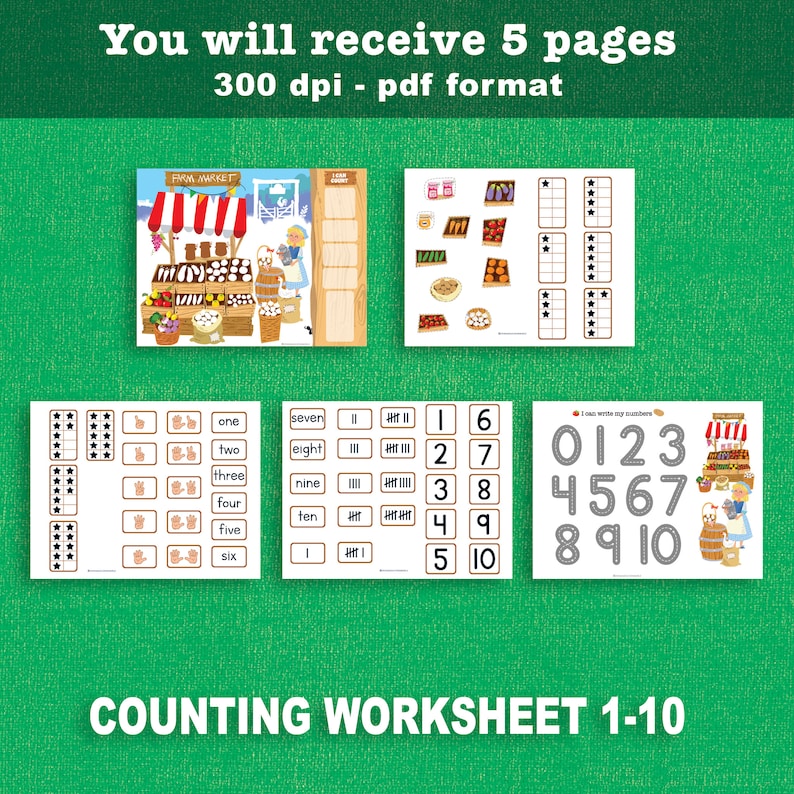 Montessori Counting Worksheet, Number Tracing Activity, Homeschool Math ...
