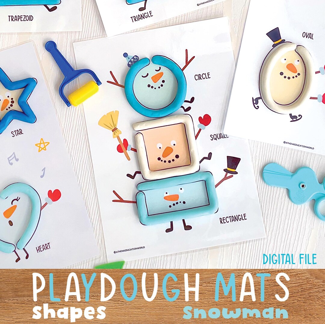 Winter Snowman Playdough Mats for Kids Digital Download, Shape Activity ...