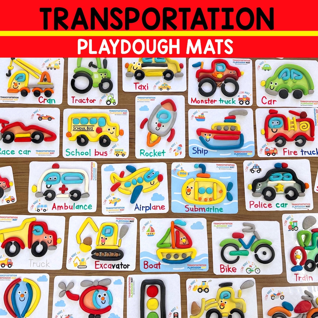 Transportation Playdough Mats Printable, Vehicle Playdough Activity for ...