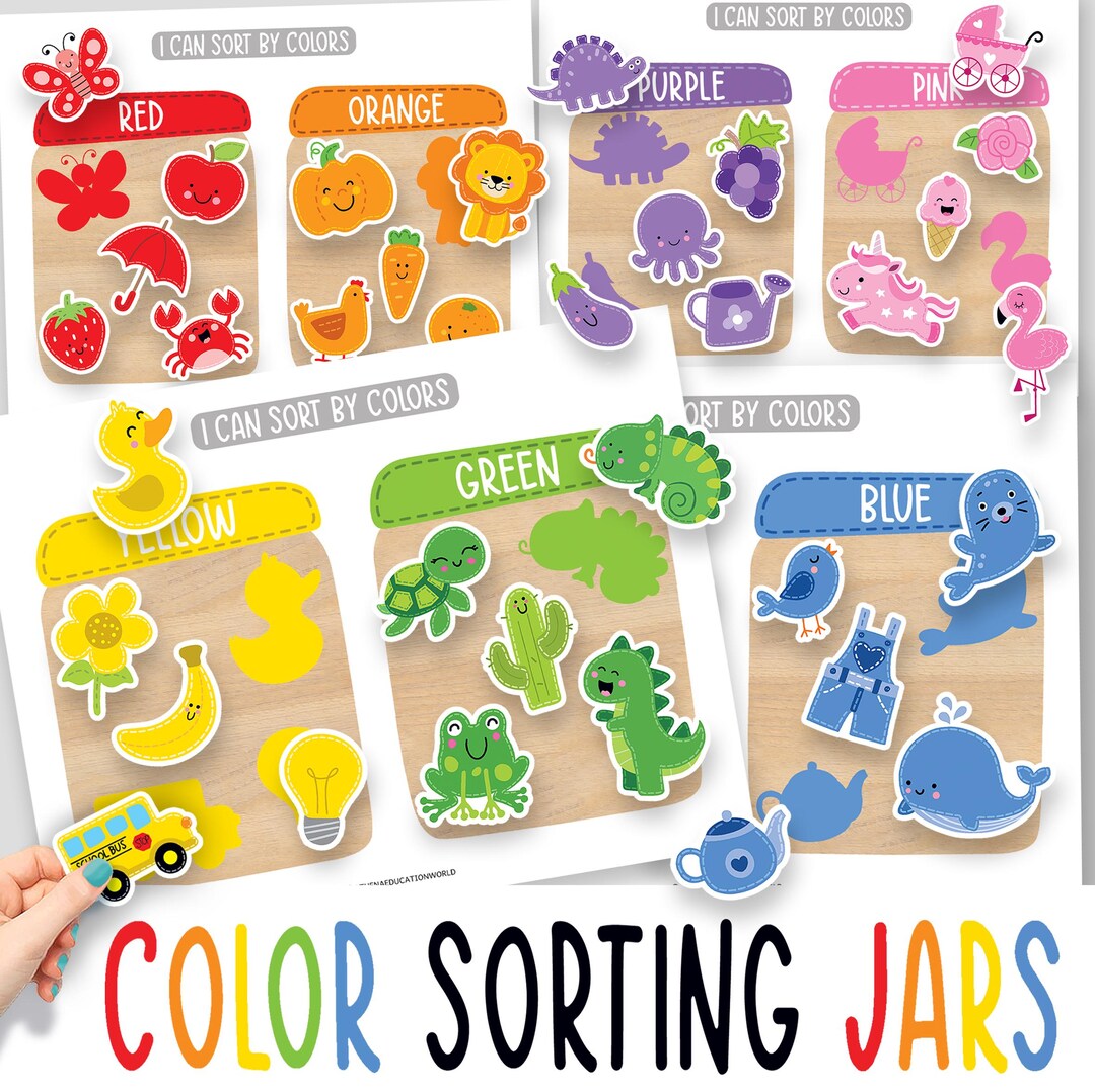 Color Matching Worksheets, Sorting Colors in Jars, Color Sorting Game ...