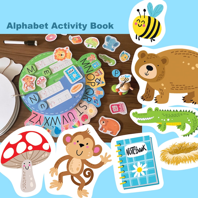 Alphabet Busy Book, ABC Quiet Book, Toddler Learning Binder, Preschool ...