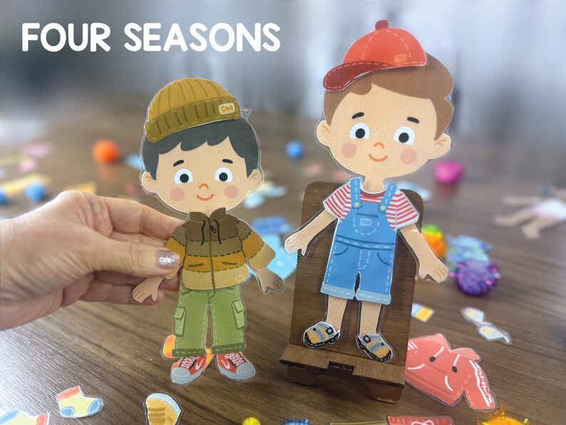 Girl & Boy Dress-up Activity Printable, Four Seasons Paper Dolls ...