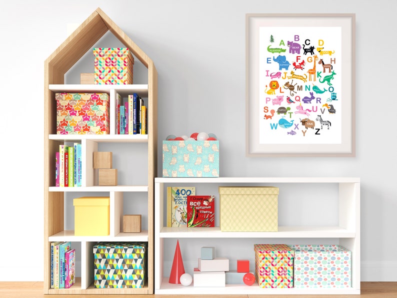 Cute Animal Alphabet Poster Print, Baby Kids Room Wall Art, Children's ...