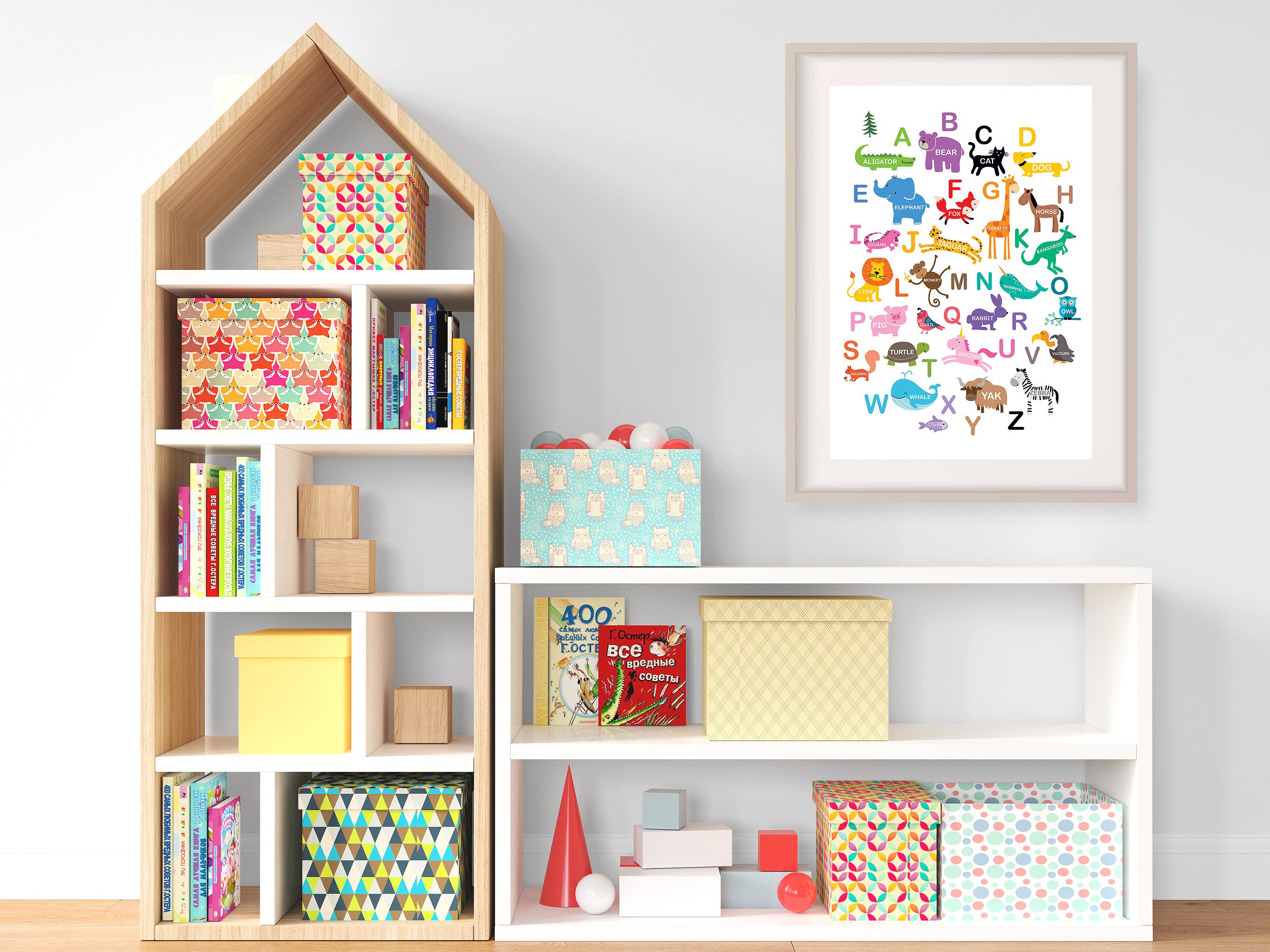 Cute Animal Alphabet Poster Print, Baby Kids Room Wall Art, Children's ...