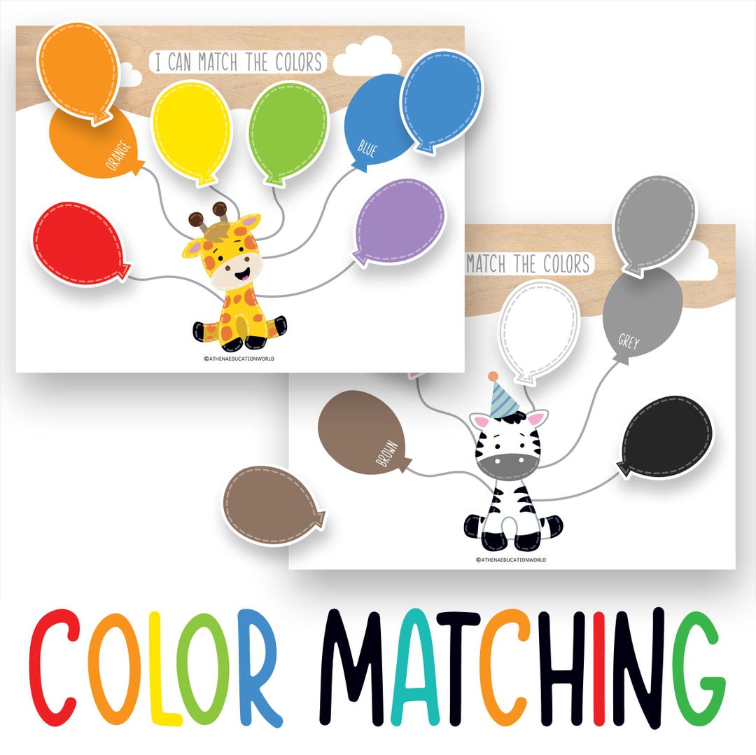 Color Matching Worksheets, Sorting Colors Balloon, Color Sorting Velcro ...