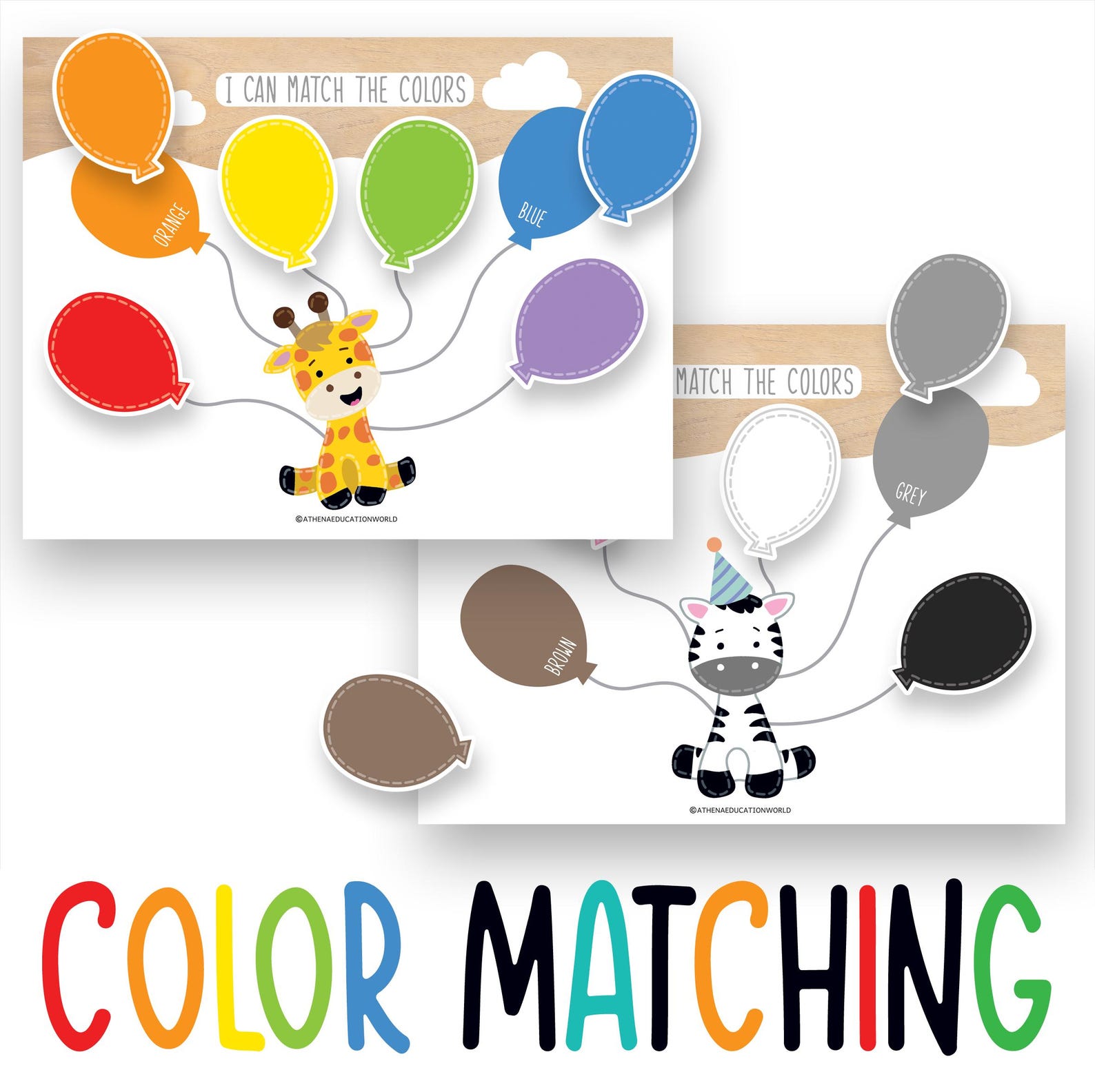 Color Matching Worksheets, Sorting Colors Balloon, Color Sorting Velcro ...