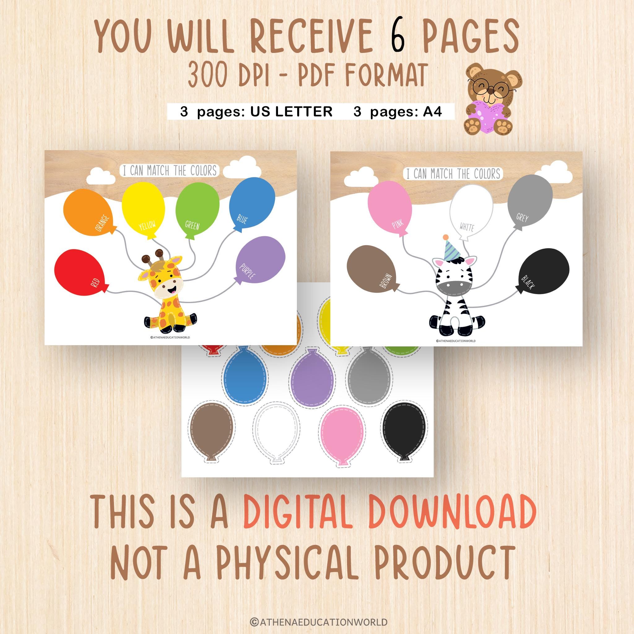 Color Matching Worksheets, Sorting Colors Balloon, Color Sorting Game ...