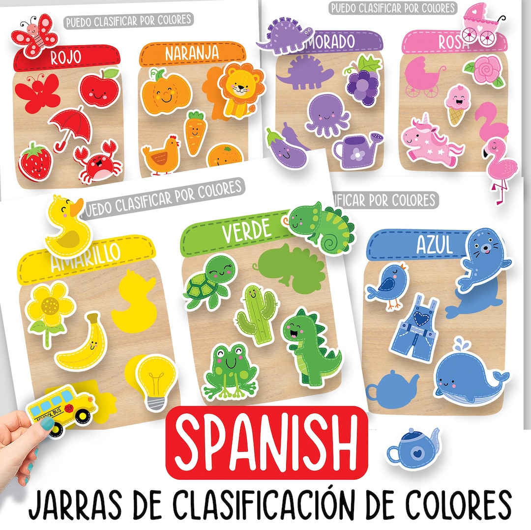 Spanish Color Matching Worksheets, Sorting Colors in Jars, Color ...