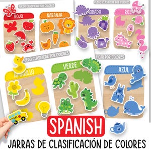 Spanish Color Matching Worksheets, Sorting Colors in Jars, Color ...