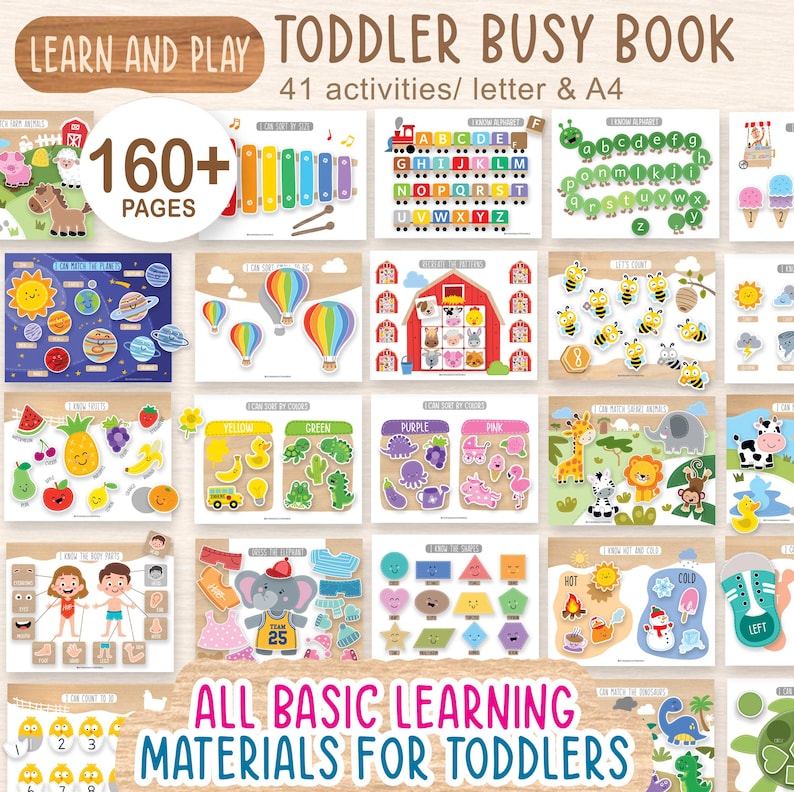 Busy Book Printable for Toddlers, Preschool Learning Binder, Montessori ...