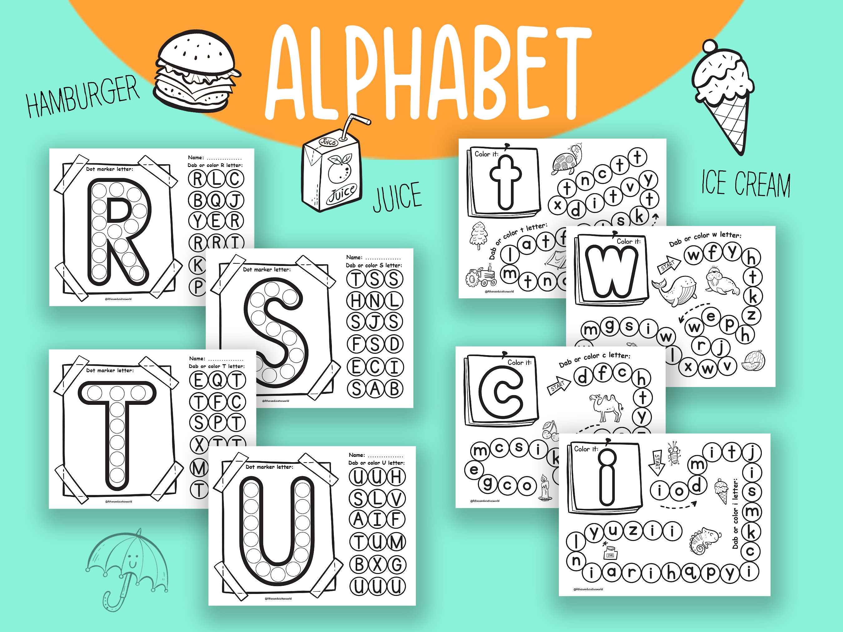 Preschool Pre-k + Kindergarten Alphabet Bundle, +300 Pages Printable ...