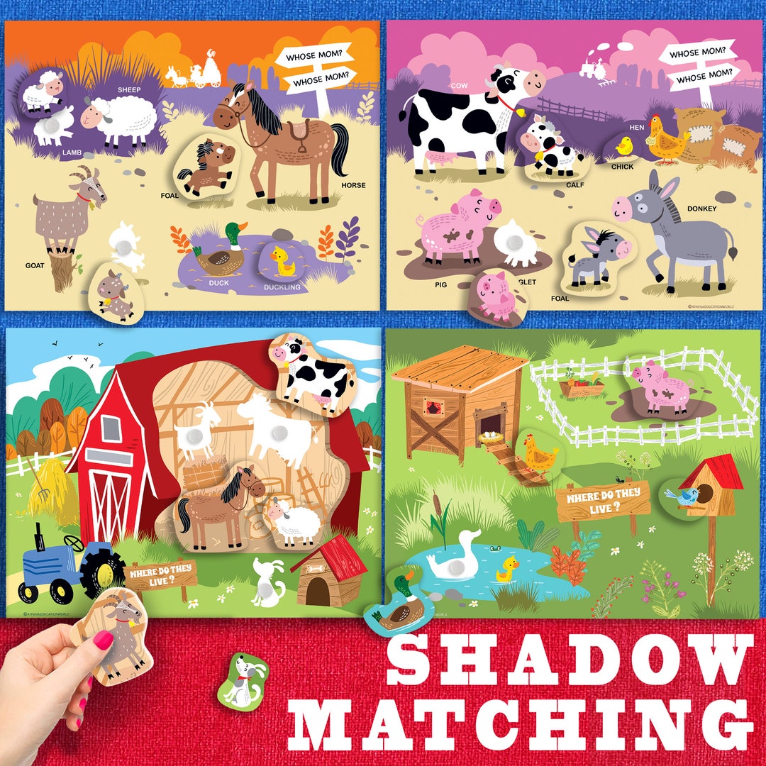 Farm Animals Shadow Matching Toddler Game,toddlers Shadow Matching ...