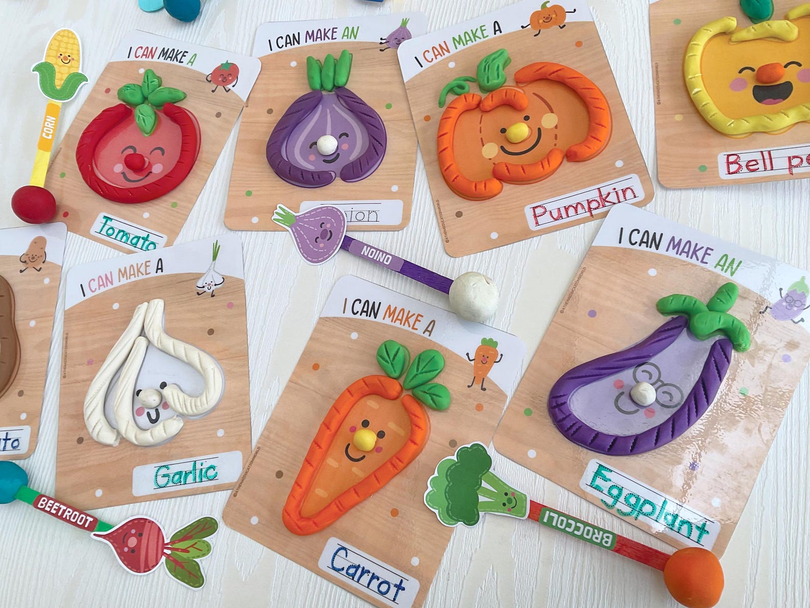 Playdough Mats Vegetables Printable,fun Activity for Kids,popsicle ...