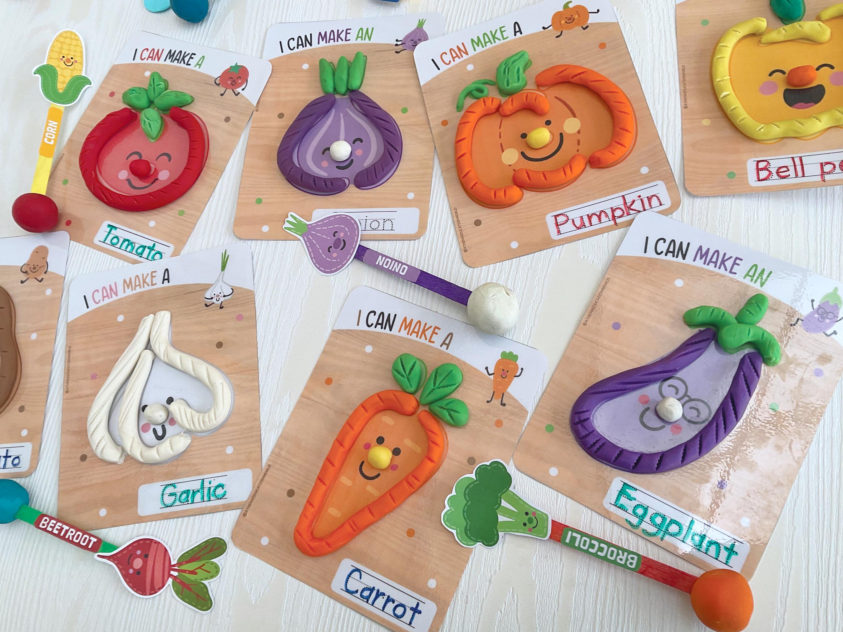 Vegetable Playdough Mats,preschool Fine Motor Activity,montessori ...