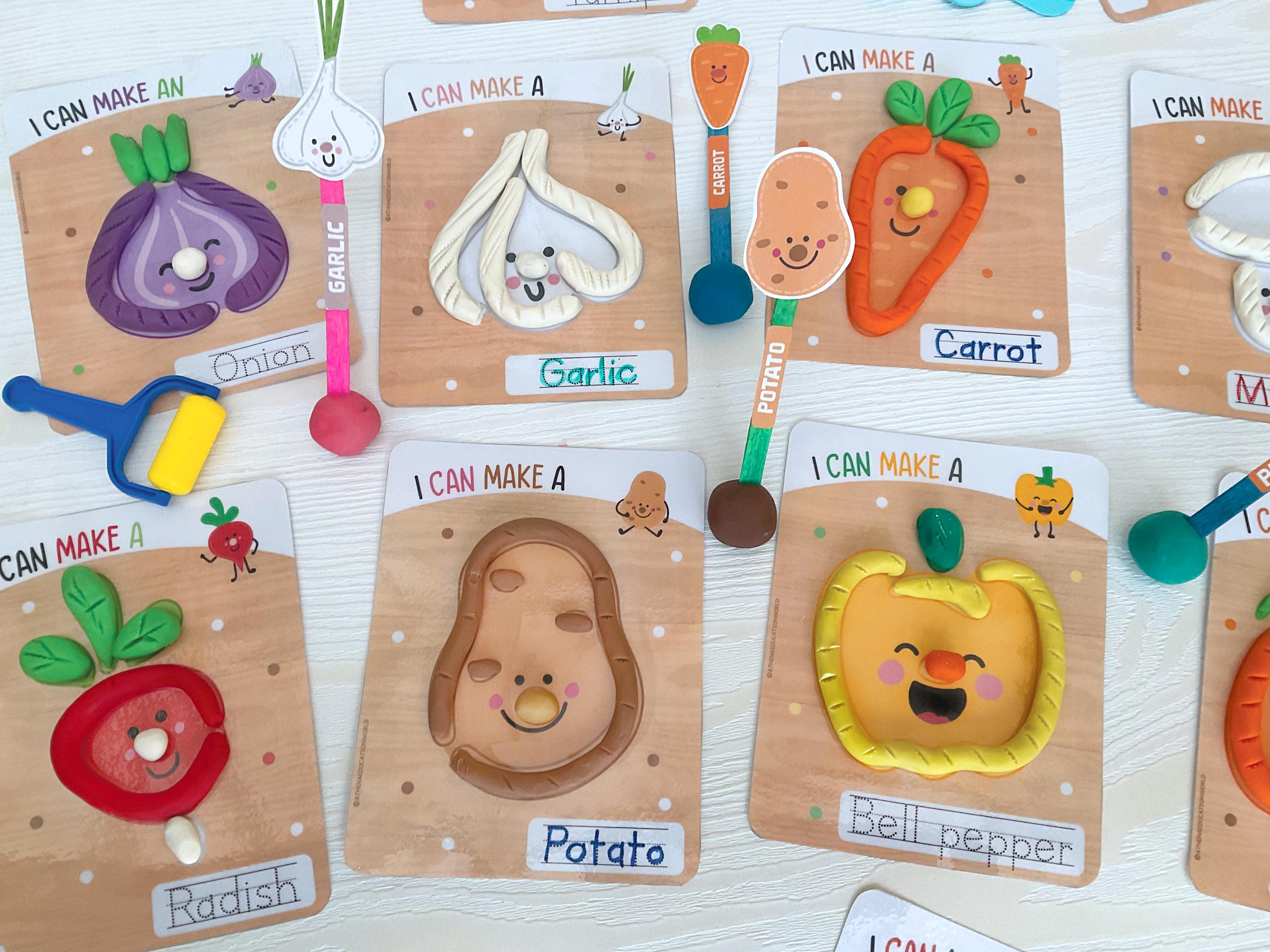 Playdough Mats Vegetables Printable,fun Activity for Kids,popsicle ...