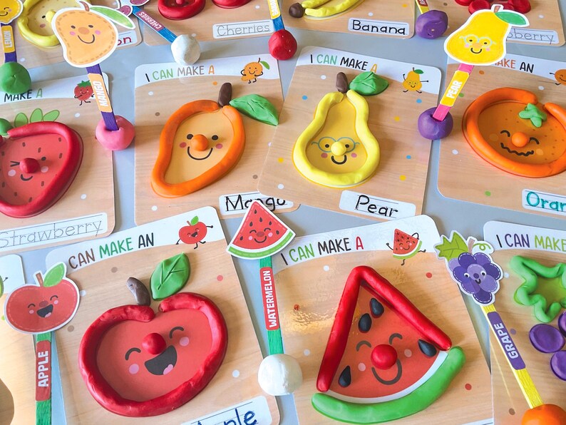 Playdough Mats Fruits Printable,fun Activity for Kids,learn Fruits With ...