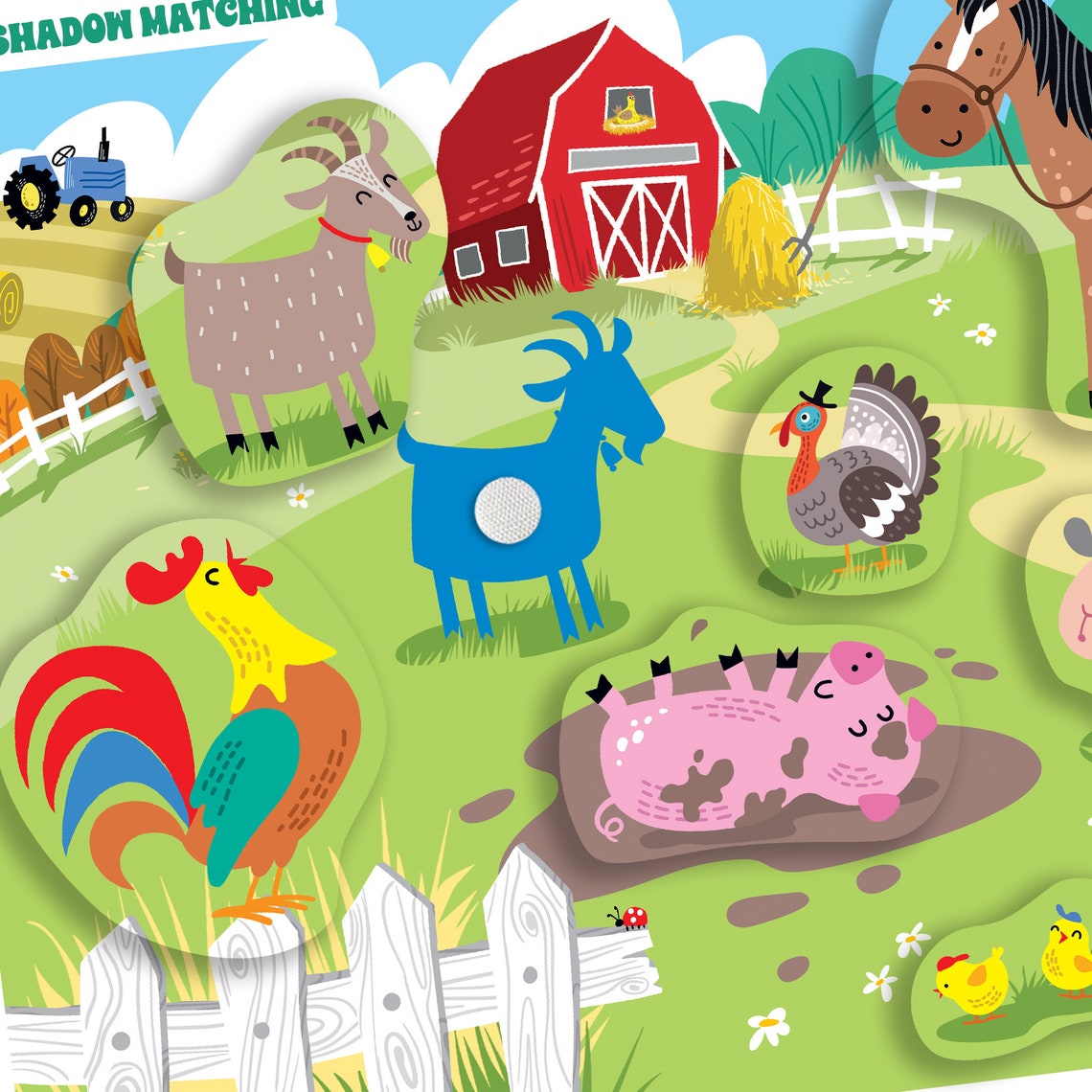 Farm Animals Shadow Matching Velcro Game Toddlers Shadow - Etsy