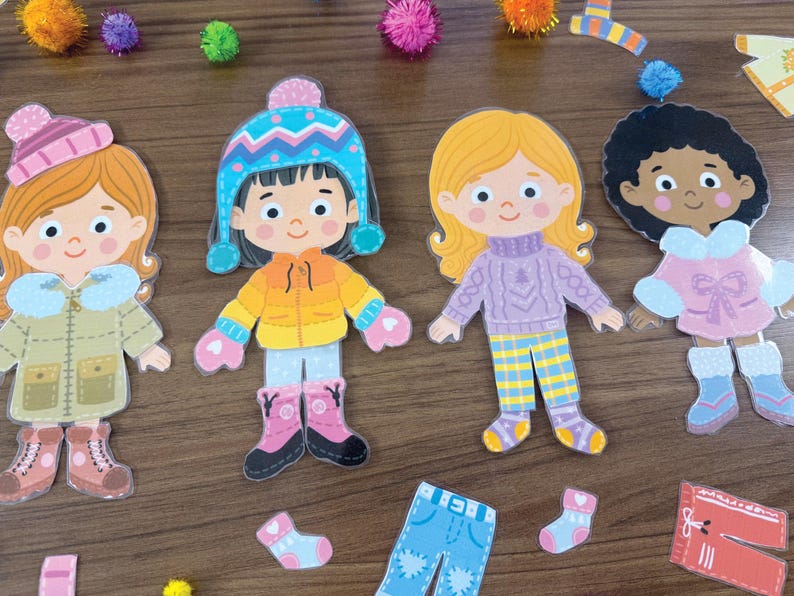 Girl & Boy Dress-up Activity Printable, Four Seasons Paper Dolls ...