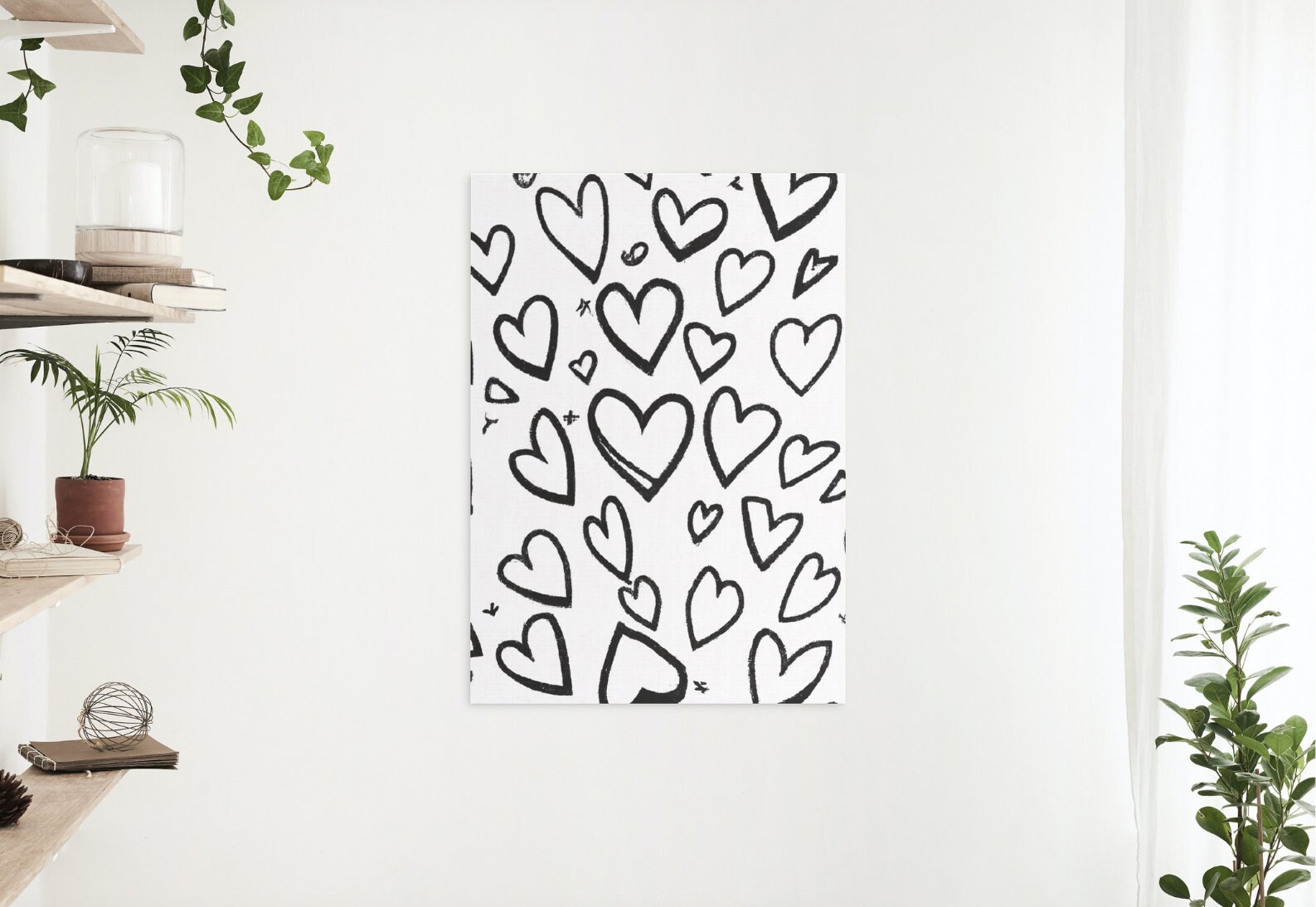 Line Drawing Many Hearts PRINTABLE Wall Art, Line Drawing, Abstract ...