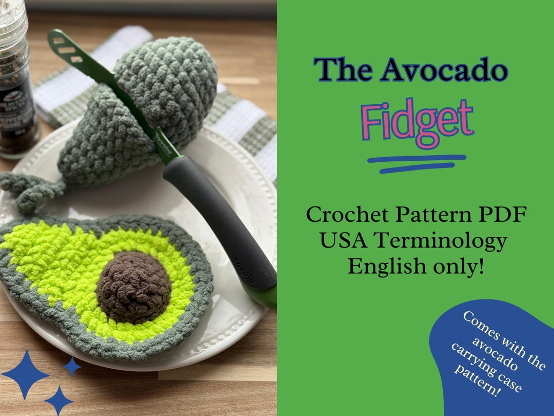 Cute Avocado Fidget Crochet With Carrying Case PDF Pattern// Pop It ...