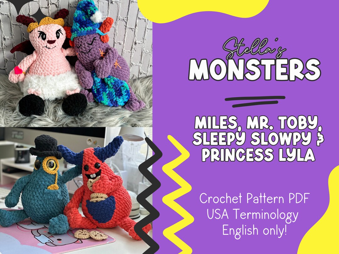 Cute Stella's Monster Bundle 4 Monsters PDF Crochet Pattern // Monster ...