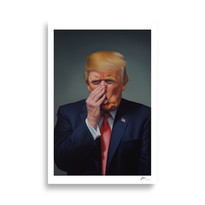 Trump Funny Poster - Funny Bathroom Prints Classical Painting Bathroom ...