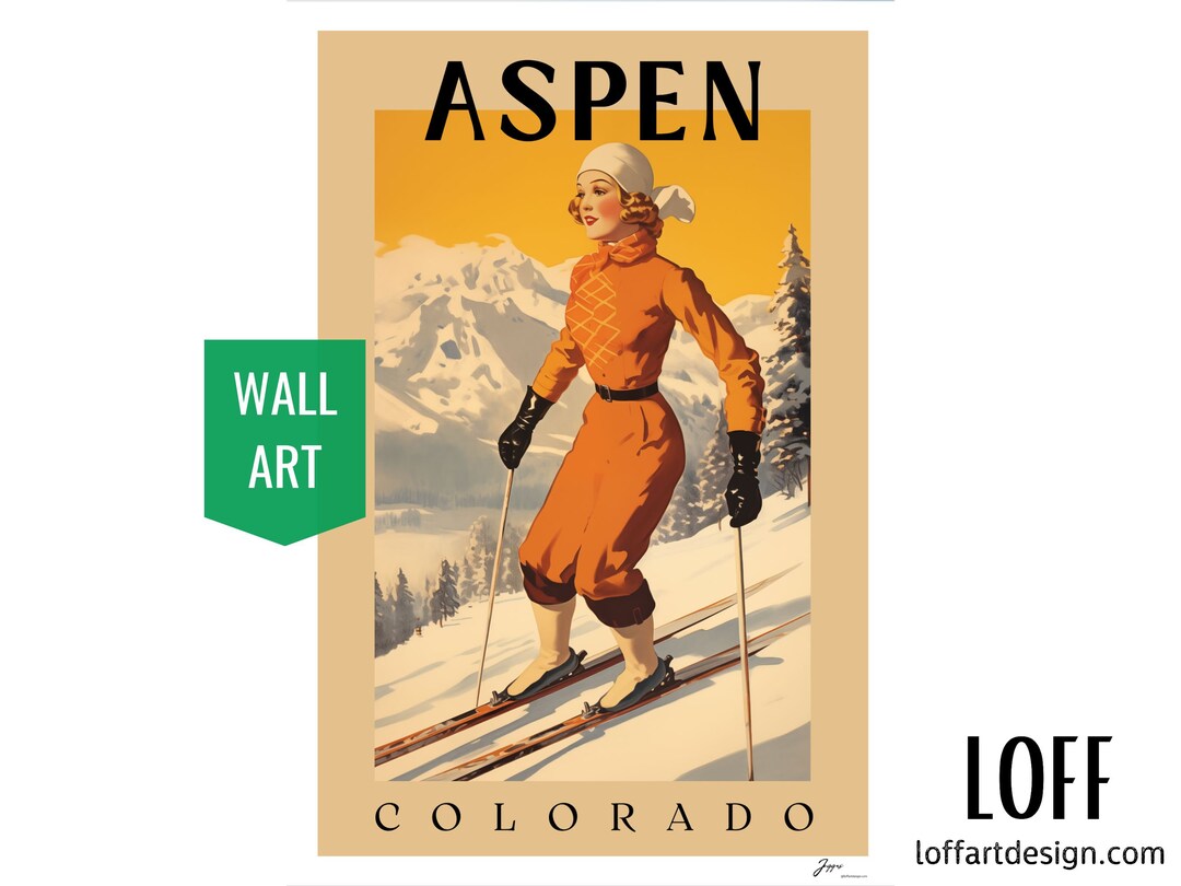 Aspen - Poster- Ski Resort Vintage Illustration |Perfekt für Ski ...