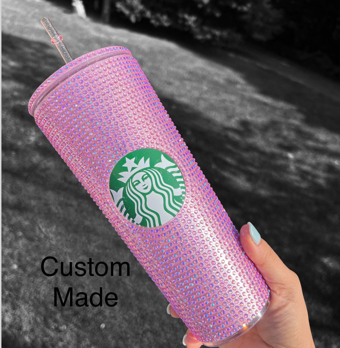 Pink Rhinestones Tumbler Starbucks Venti Pink Crystal Tumbler Cup ...