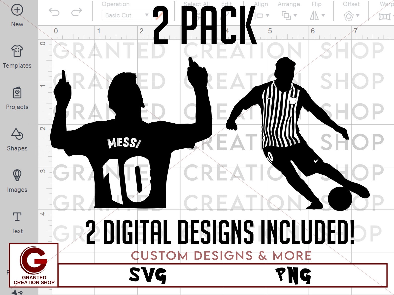 2 Pack Lionel Messi SVG PNG Instant Download Cricut Silhouette Iron on ...
