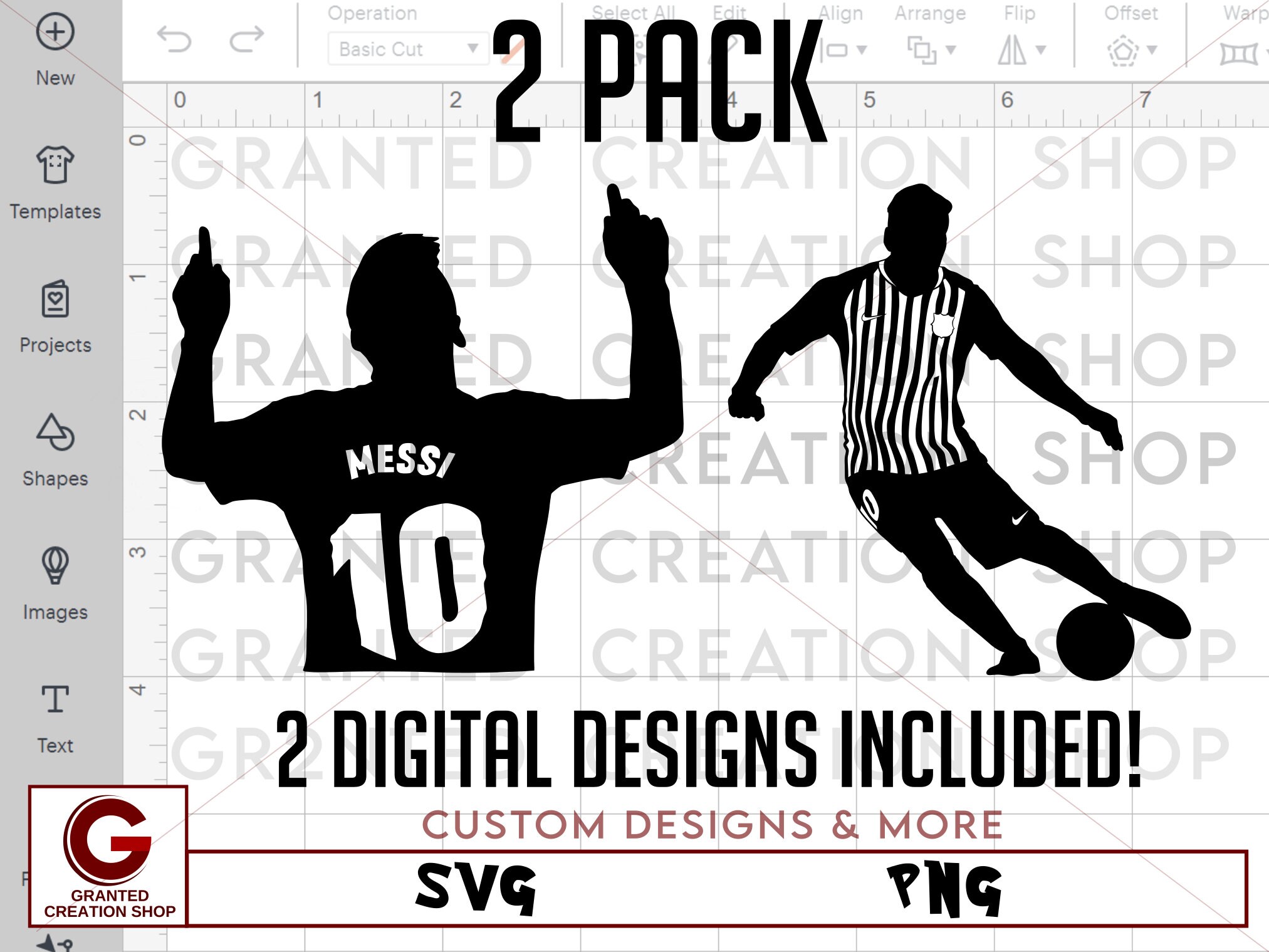 2 Pack Lionel Messi SVG PNG Instant Download Cricut Silhouette Iron on ...