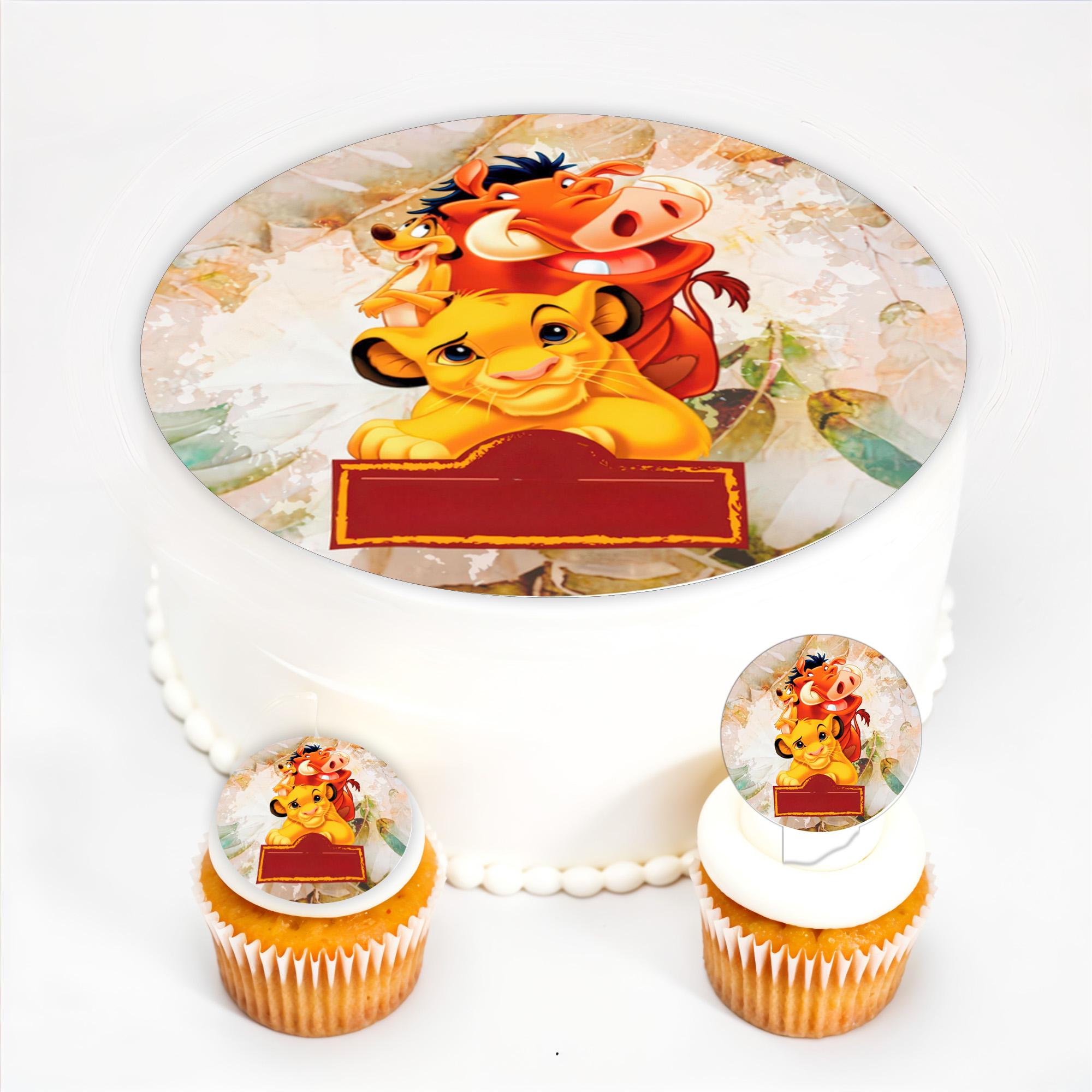 Lion King Simba Timon Pumbaa Cartoon Printed Customisable Edible ...