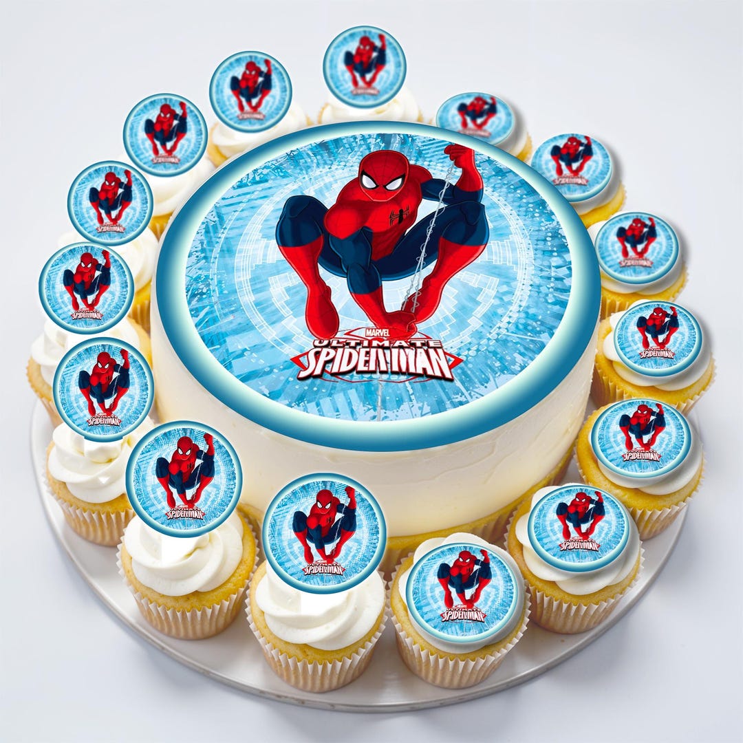 Spider Red Man Blue Red Superhero Printed Customisable Edible Toppers ...
