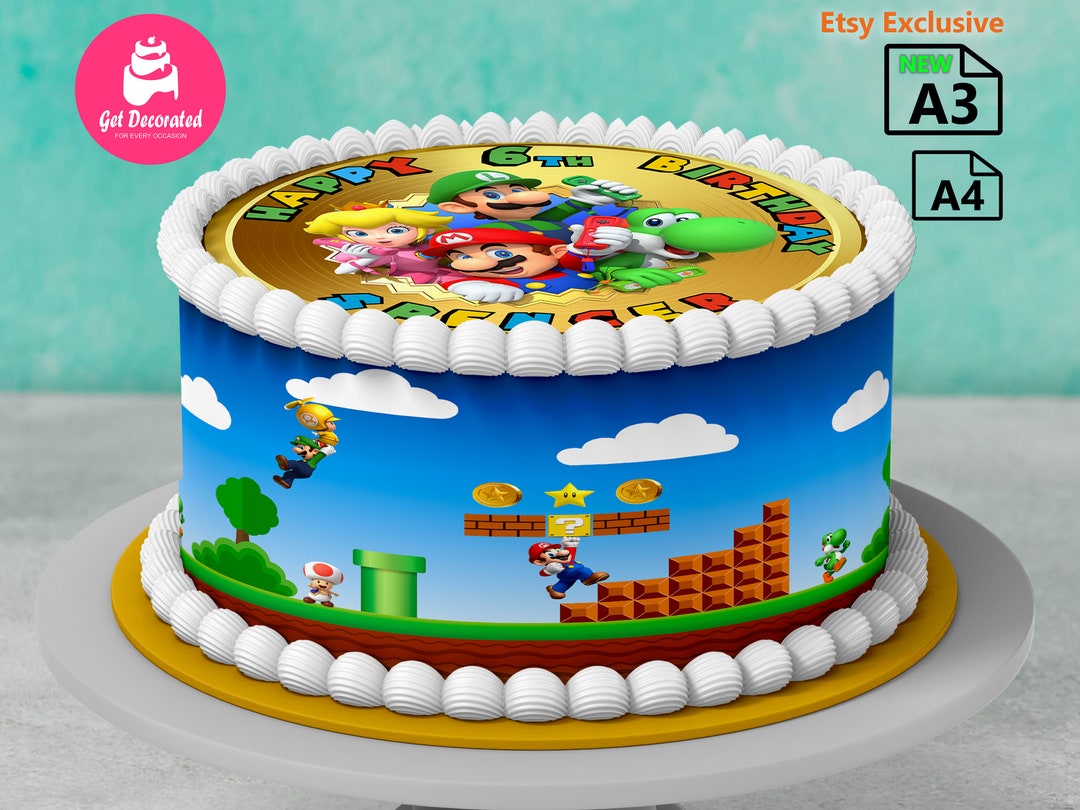 Edible Cake Icing Side Wrap Decoration Super Mario Bros Print Printed ...