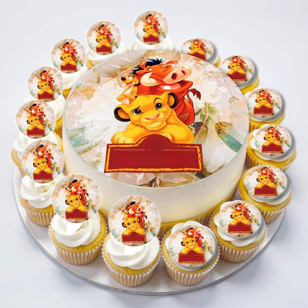 Lion King Simba Timon Pumbaa Cartoon Printed Customisable Edible ...