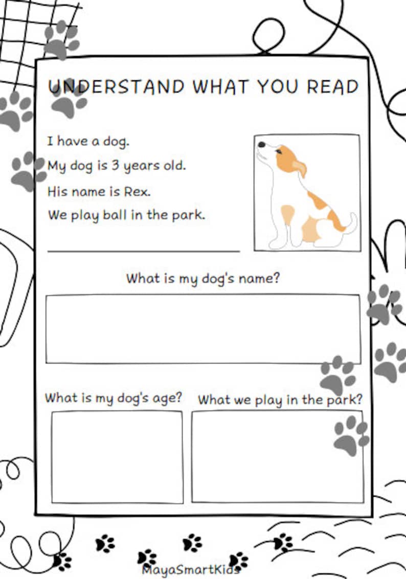 Printable Worksheets for Kids to Understand What They Read Preschool ...