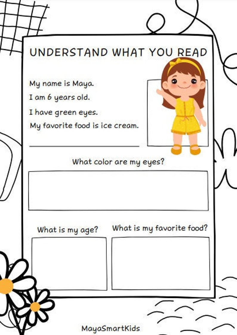 Printable Worksheets for Kids to Understand What They Read Preschool ...