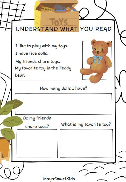 Printable Worksheets for Kids to Understand What They Read Preschool ...