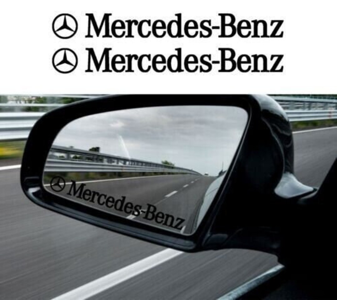 2 X Mercedes Benz Side Mirror Quality Decal Sticker 100mm (black White ...