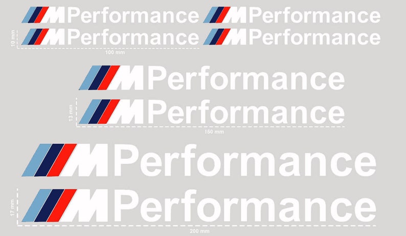 M Performance Sticker BMW M Sport Vinyl Set of 8 White and Black 100mm ...