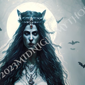 Hecate Portrait - Goddess of the Underworld in Moonlit Forest, Wild ...