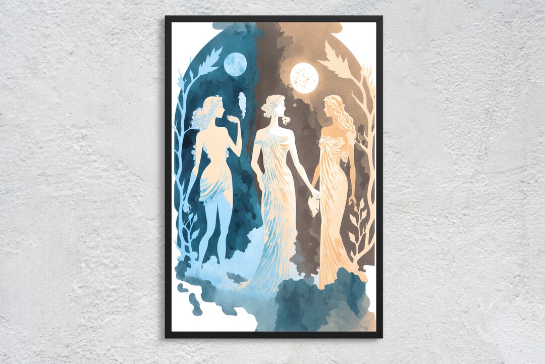 Gaia, Artemis, and Aphrodite Portrait: Nature, Love - Minimalist Watercolor Print - Greek ...