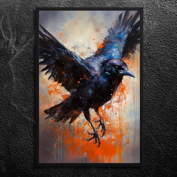 Flying Raven Painting - Etsy
