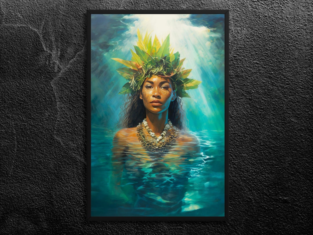 Goddess Namaka in Ocean Depths: Guardian of the Seas, Light in Darkness Pacific Blue and Green ...