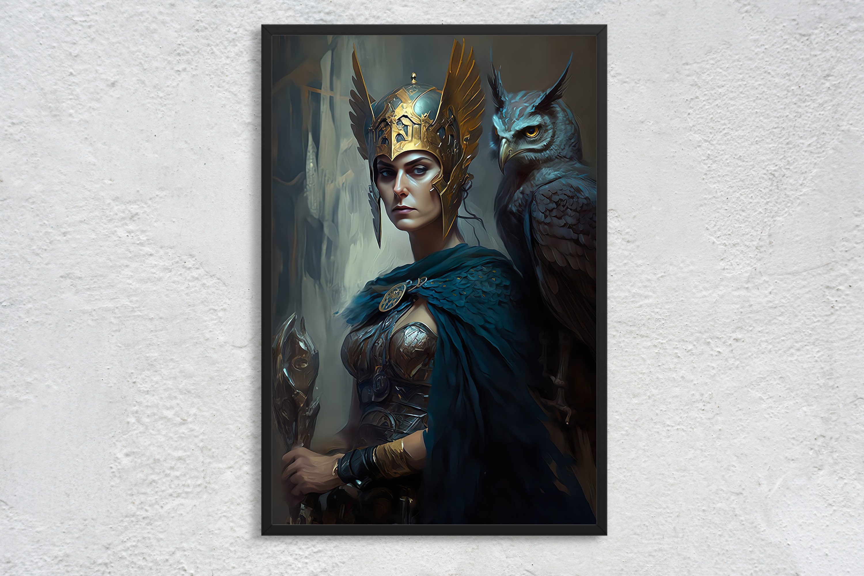 Athena Portrait: Warrior Greek Goddess Contemplating With - Etsy