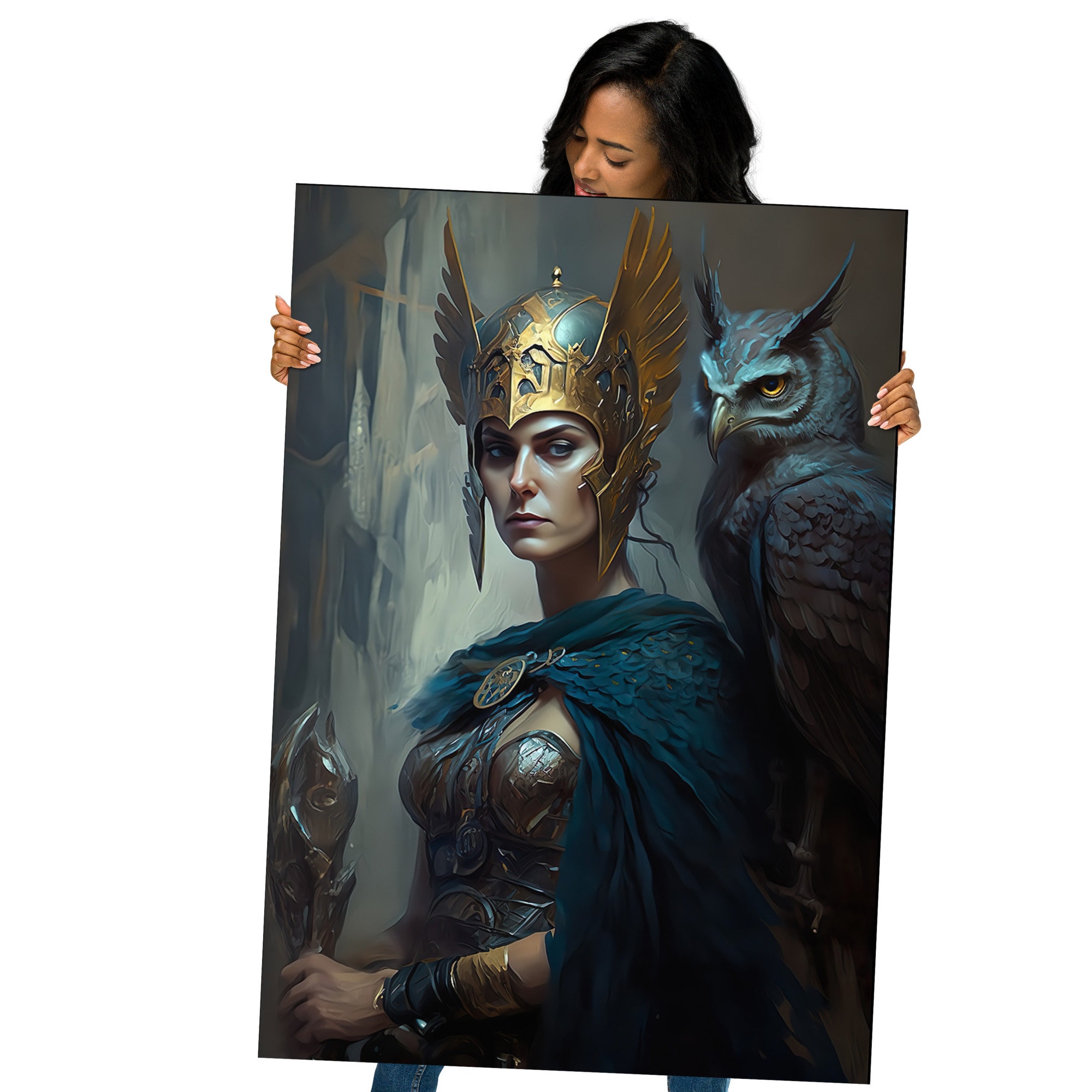 Athena Portrait: Warrior Greek Goddess Contemplating With - Etsy