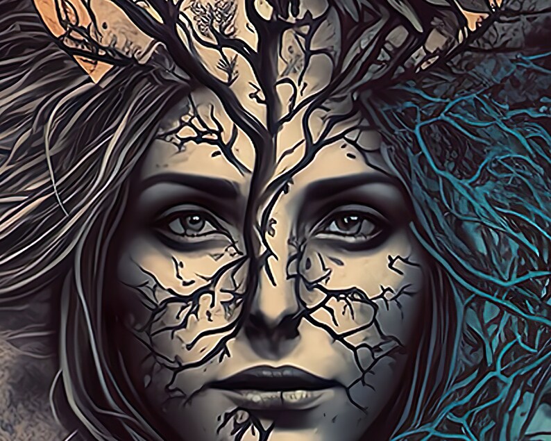 Hecate Triple Goddess Portrait: Three Faces Earth Sky - Etsy