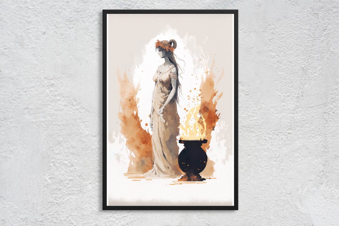 Hestia Portrait: Greek Goddess Watercolor Art Print, Minimalist Home ...